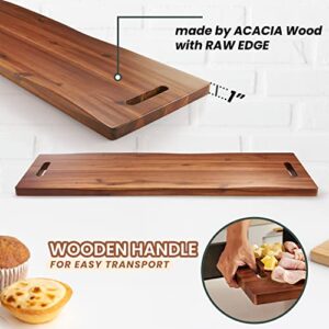 Tidita 36" Large Charcuterie Board with handles - Extra Long Wooden Serving Cheese Boards - Serving Platter for Meat, Party Appetizers, Outdoor & Fruits Display (Acacia Wood)