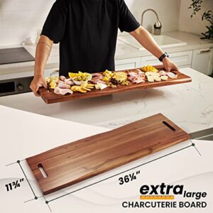 Tidita 36" Large Charcuterie Board with handles - Extra Long Wooden Serving Cheese Boards - Serving Platter for Meat, Party Appetizers, Outdoor & Fruits Display (Acacia Wood)