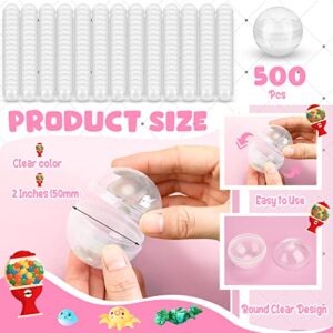 Honoson 500 Pcs Vending Machine Capsules Empty 2'' Round Capsules Gumball Machine Capsules Small Balls Mini Plastic Prize Containers for Kids Toy Candy Party Favor Themed Gift (Clear)