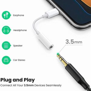 3 Pack Lightning to 3.5 mm Headphone Jack Adapter, [Apple MFi Certified] iPhone 3.5mm Headphones/Earphones Jack Aux Audio Dongle Adapter Compatible for iPhone 14 13 12 11 XS XR X 8 7 Support All iOS