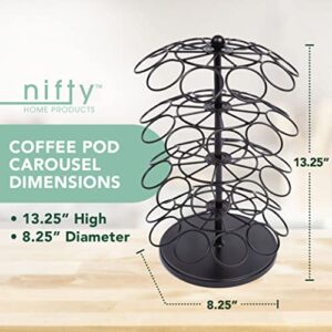 Nifty K Cup Holder – Compatible with K-Cups, KD Coffee Pod Carousel | 40 K Cup Holder, Spins 360-Degrees, Lazy Susan Platform, Modern Black Design, Home or Office Kitchen Counter Organizer