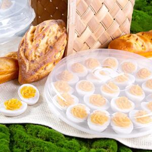 HAKSEN 3PCS Deviled Egg Containers with Lid, Clear Deviled Egg Platter Egg Carrier Egg Holder Deviled Egg Keeper Easter Thanksgiving Party Home Kitchen Supplies