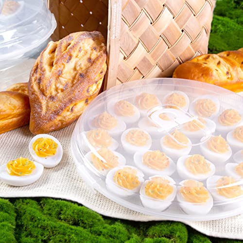 HAKSEN 3PCS Deviled Egg Containers with Lid, Clear Deviled Egg Platter Egg Carrier Egg Holder Deviled Egg Keeper Easter Thanksgiving Party Home Kitchen Supplies