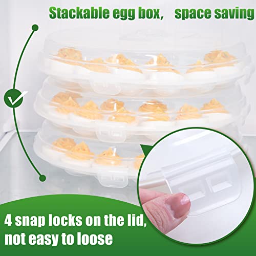 HAKSEN 3PCS Deviled Egg Containers with Lid, Clear Deviled Egg Platter Egg Carrier Egg Holder Deviled Egg Keeper Easter Thanksgiving Party Home Kitchen Supplies