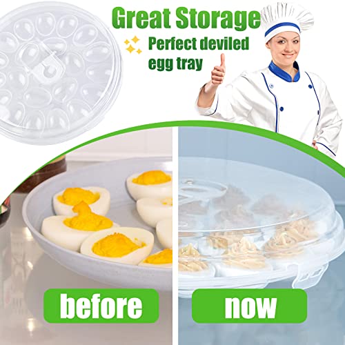 HAKSEN 3PCS Deviled Egg Containers with Lid, Clear Deviled Egg Platter Egg Carrier Egg Holder Deviled Egg Keeper Easter Thanksgiving Party Home Kitchen Supplies