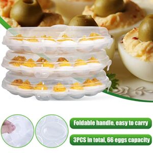 HAKSEN 3PCS Deviled Egg Containers with Lid, Clear Deviled Egg Platter Egg Carrier Egg Holder Deviled Egg Keeper Easter Thanksgiving Party Home Kitchen Supplies