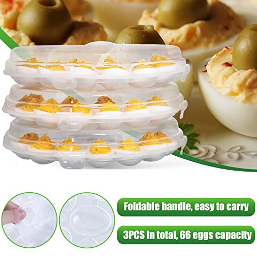 HAKSEN 3PCS Deviled Egg Containers with Lid, Clear Deviled Egg Platter Egg Carrier Egg Holder Deviled Egg Keeper Easter Thanksgiving Party Home Kitchen Supplies