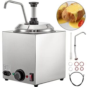 vevor hot cheese pump, 2.6qt nacho cheese warmer with pump, stainless steel hot fudge warmer, 650w hot cheese dispenser for hot fudge cheese caramel