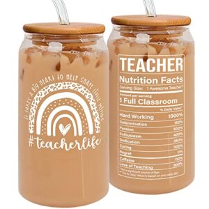 teacher appreciation gifts - teacher gifts for women - cool gifts for teachers women - funny teacher gift ideas - teacher birthday gifts - unique gift for teacher - 16 oz teacher can glass