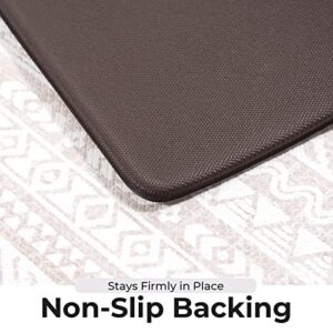 FRESHMINT Anti Fatigue Kitchen Mats for Floor 2 Piece Set, Waterproof & Non-Skid Boho Kitchen Rugs, Cushioned Kitchen Mat for Standing Washable Comfort Desk Kitchen Runners, 17x30+17x47