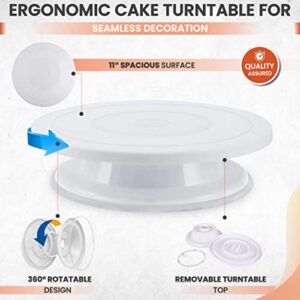 RFAQK 35PCs Cake Turntable and Leveler-Rotating Cake Stand with Non Slip pad-7 Icing Tips and 20 Bags- Straight & Offset Spatula-3 Scraper Set -EBook-Cake Decorating Supplies Kit -Baking Tools