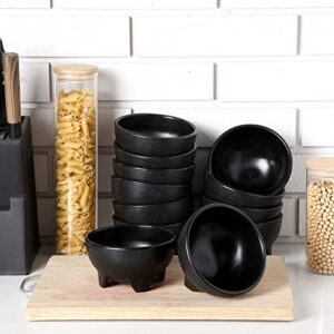 Set of 24 Black Salsa Bowls 13.5 oz Salsa Guacamole Plastic Bowls Mexican Dip Molcajete Bowl Chips and Salsa Serving Dish Taco Bar Serving Set for a Party Fiesta Sauce Condiment Regular Use