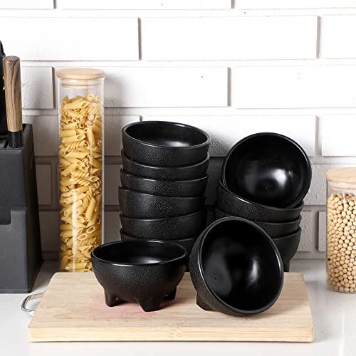 Set of 24 Black Salsa Bowls 13.5 oz Salsa Guacamole Plastic Bowls Mexican Dip Molcajete Bowl Chips and Salsa Serving Dish Taco Bar Serving Set for a Party Fiesta Sauce Condiment Regular Use