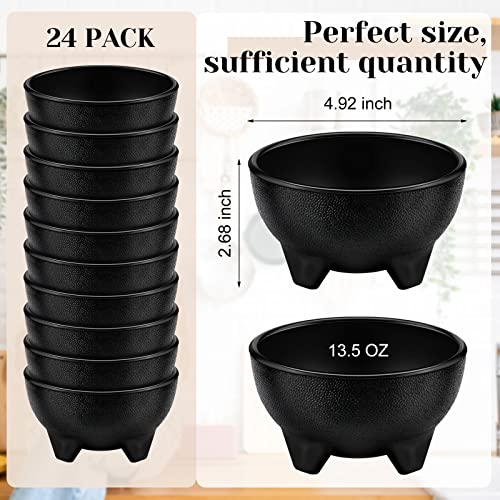 Set of 24 Black Salsa Bowls 13.5 oz Salsa Guacamole Plastic Bowls Mexican Dip Molcajete Bowl Chips and Salsa Serving Dish Taco Bar Serving Set for a Party Fiesta Sauce Condiment Regular Use