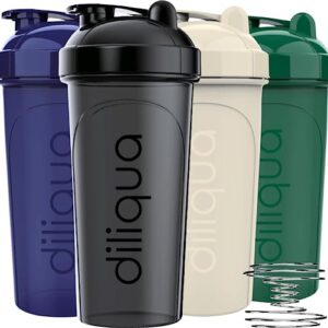 diliqua -4 pack- 28 oz shaker bottles for protein mixes | bpa-free & dishwasher safe | 4 large protein shaker bottle | shaker cups for protein shakes | blender shaker bottle pack