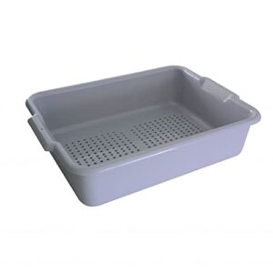 truecraftware 20-1/2" x 15-1/2" x 5" utility kitchen perforated bus box/tub/bin with handles gray color- heavy duty plastic restaurant tub/dish washing box for kitchen organization/storage