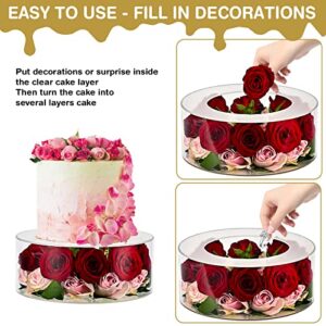 TIRYIUOU Acrylic Fillable Cake Stand 2Pcs Round Cake Riser Tier Clear Decorative Centerpiece Cake Display Boxes for Wedding Party Birthday (One 10" Dx 4" H, One 6" Dx 4" H )