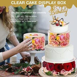 TIRYIUOU Acrylic Fillable Cake Stand 2Pcs Round Cake Riser Tier Clear Decorative Centerpiece Cake Display Boxes for Wedding Party Birthday (One 10" Dx 4" H, One 6" Dx 4" H )