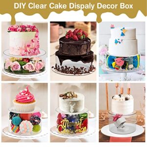 TIRYIUOU Acrylic Fillable Cake Stand 2Pcs Round Cake Riser Tier Clear Decorative Centerpiece Cake Display Boxes for Wedding Party Birthday (One 10" Dx 4" H, One 6" Dx 4" H )