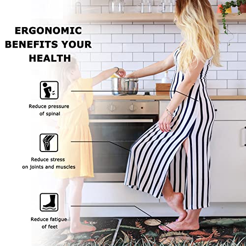 Yinhua Kitchen Mats for Floor, Anti Fatigue Mats for Kitchen Floor Mat Cushioned, Mushroom Kitchen Mat 2 Piece, Kitchen Rugs and Mats Non Skid Waterproof, Mushroom Kitchen Decor