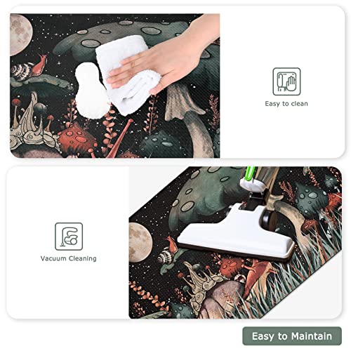 Yinhua Kitchen Mats for Floor, Anti Fatigue Mats for Kitchen Floor Mat Cushioned, Mushroom Kitchen Mat 2 Piece, Kitchen Rugs and Mats Non Skid Waterproof, Mushroom Kitchen Decor