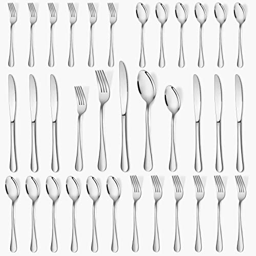 30 Pieces Silverware Set for 6, Stainless Steel Flatware Sets Includes Spoons Forks Knives, Utensils Cutlery Set Service for 6, Mirror Polished, Dishwasher Safe