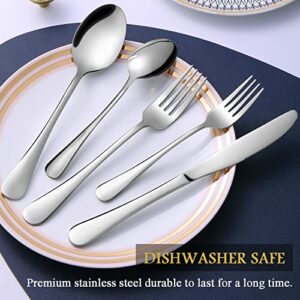 30 Pieces Silverware Set for 6, Stainless Steel Flatware Sets Includes Spoons Forks Knives, Utensils Cutlery Set Service for 6, Mirror Polished, Dishwasher Safe