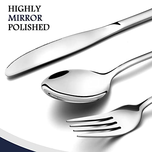 30 Pieces Silverware Set for 6, Stainless Steel Flatware Sets Includes Spoons Forks Knives, Utensils Cutlery Set Service for 6, Mirror Polished, Dishwasher Safe