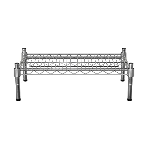 Krollen Industrial 14" x 24" NSF Chrome Wire Stationary Dunnage Storage Rack with 8" Posts, Ideal for Commercial Kitchen, Home, Garage, Warehouse, Shelters