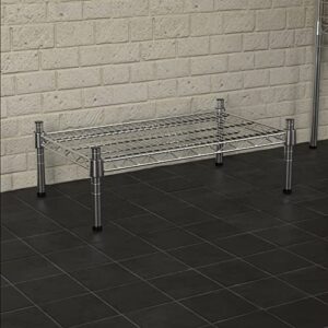 Krollen Industrial 14" x 24" NSF Chrome Wire Stationary Dunnage Storage Rack with 8" Posts, Ideal for Commercial Kitchen, Home, Garage, Warehouse, Shelters