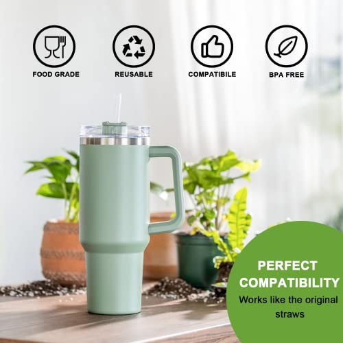 Silicone Spill Proof Stopper Set and Replacement Straws for Stanley H1.0 40oz 30oz Tumbler, Yoelike Reusable Clear Straws Leak Proof Straws Topper Accessories for Stanley Mug Cup