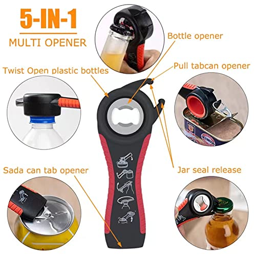 Tunyet Jar Openers for Seniors Bottle Opener set 4pcs.4 &5 in 1 Multi Function Non-Slip Jar Opener Lid Opener Tools and 2Pcs Rubber Jar Opener Gripper Pad (rubber 4pcs)