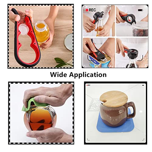 Tunyet Jar Openers for Seniors Bottle Opener set 4pcs.4 &5 in 1 Multi Function Non-Slip Jar Opener Lid Opener Tools and 2Pcs Rubber Jar Opener Gripper Pad (rubber 4pcs)