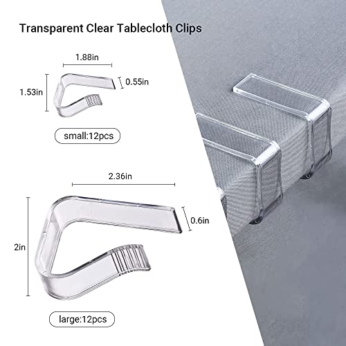 Plastic Tablecloth Clips, Transparent Clear Table Cloth Clips 24 Pcs Transparent Table Cloth Holder Clear Table Clips Tablecloth Cover Clamp for Picnic Weddings Home Camping Restaurant Outdoor