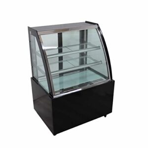 INTSUPERMAI Floor Standing Refrigerated Cake Showcase 35inch Commercial Bakery Cabinet Glass Refrigerated Cake Pie Showcase Bakery Display Case Arc Back Door 220V