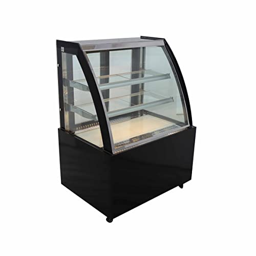 INTSUPERMAI Floor Standing Refrigerated Cake Showcase 35inch Commercial Bakery Cabinet Glass Refrigerated Cake Pie Showcase Bakery Display Case Arc Back Door 220V