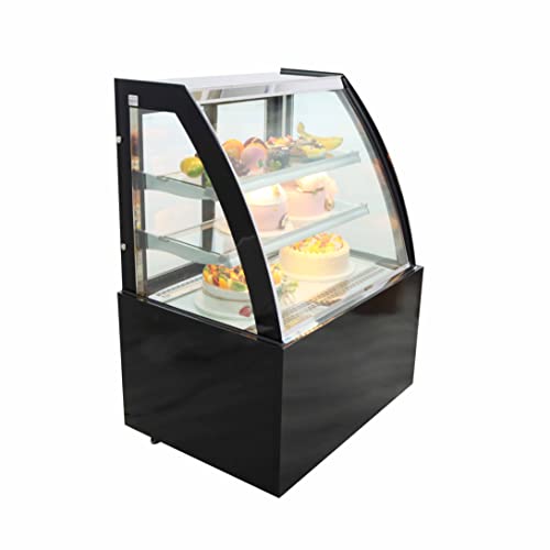 INTSUPERMAI Floor Standing Refrigerated Cake Showcase 35inch Commercial Bakery Cabinet Glass Refrigerated Cake Pie Showcase Bakery Display Case Arc Back Door 220V