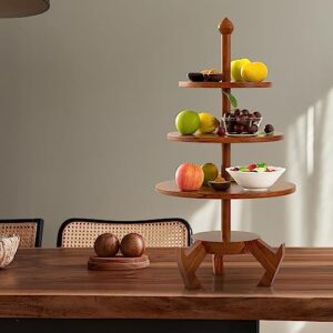 Chemailon 3 Tier Wooden Cupcake Stand， Elegant Round Dessert Tower Holder Decorative Tiered Tray for Birthday Cady Bar Weddings and Parties Events