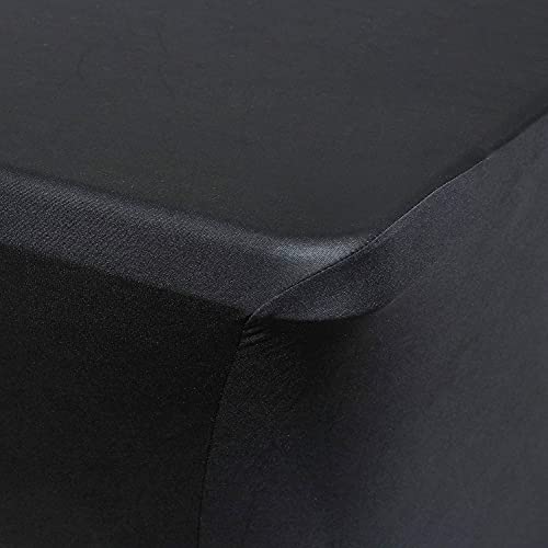 Obstal 6 Pack Stretch Spandex Table Covers for 6 Foot Tables - 6 FT Universal Rectangular Fitted Tablecloth Protector for Wedding, Banquet, Party (Black, 72 Length x 30 Width x 30 Height Inches)