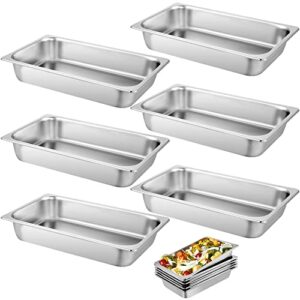 zeropone hotel pan 4" deep steam table pan 6 pack full size 20.8"l x 12.8"w hotel pan 22 gauge stainless steel anti jam steam table pan