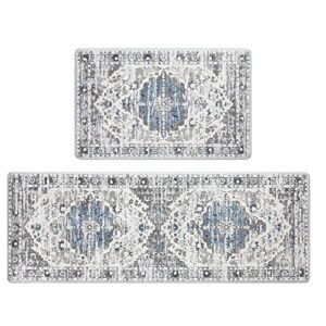 hebe boho anti fatigue kitchen rug sets 2 piece non slip cushioned kitchen rugs and mats kitchen mats for floor waterproof distressed kitchen rug carpet runner for sink laundry office