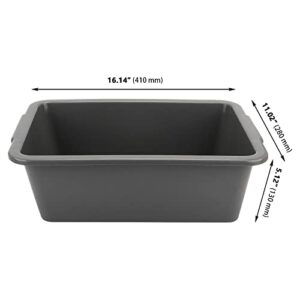 ZOENHOU 4 Pack 13 L Bus Tubs Plastic Bus Box, Gray Tubs Commercial Bus Box, Wash Basin Tote Box for Pantry Washing Dishes, 5 Inch Deep