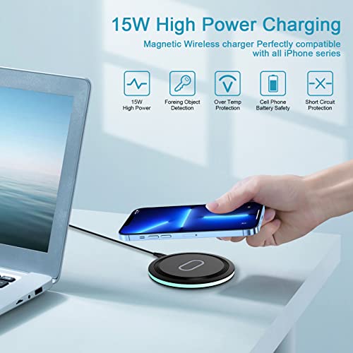 15W Wireless Charger Samsung Wireless Phone Charger Fast Charging Pad for Samsung Galaxy S23 Ultra S22 S21 S20 FE Note 20 10 9 8 S10 S9 S8 A14 A53 A23 A13 A32, iPhone 14 13 12 11 Pro Max SE XR XS X 8