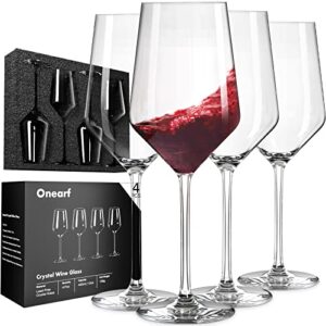 onearf wine glasses set of 4,15oz hand blown white and red wine glasses.lead-free premium crystal clear glass burgundy boardeaux wine glass set for daily use wedding anniversary or birthday gift