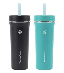 thermoflask 32oz insulated standard straw tumbler, 2-pack (purple&gray) (2, 9x12)