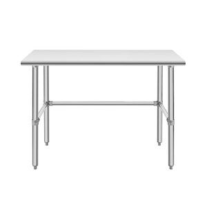 hally open base stainless steel table 24 x 48 inches, nsf commercial heavy duty prep & work table with galvanized legs for restaurant, home and hotel