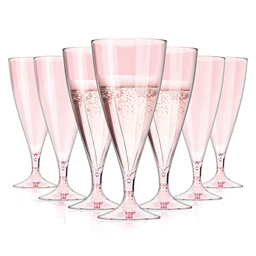 Zonbaizey Champagne Flutes Plastic - 16 Pack Plastic Champagne Glasses, Shatterproof & Reusable Stemless Champagne Flutes, BPA-Free Mimosa Glasses Plastic - Perfect for Weddings, Birthdays, Parties