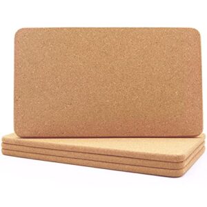 cork trivet, high density fine particle thick cork trivets for hot dishes, 12 x 7 inch heat resistant cork coaster, rectangle cork placemats cork hot pads for kitchen, 4 pcs