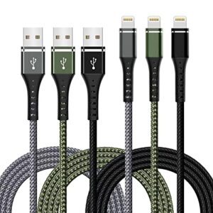 [apple mfi certified] iphone charger fast charging 3-pack 3ft lightning cable nylon braided iphone charger cord compatible with iphone 14 13 12 11 pro max xr xs x 8 7 6 plus se ipad and more 3ft