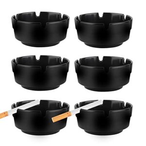 6pcs ashtray sets for cigarettes, plastic tabletop ash tray sets, indoor outdoor ashtrays perfect for home patio restaurant bar hotel and office use (set of 6 black)